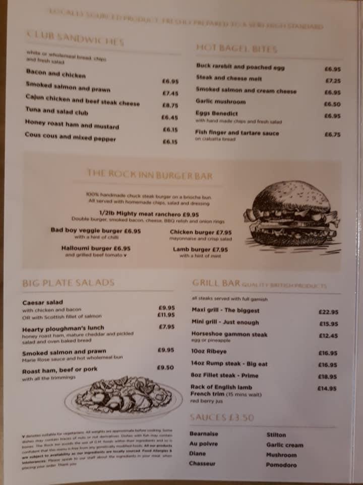 Menu at ROCK INN - TOCKHOLES pub & bar, Darwen