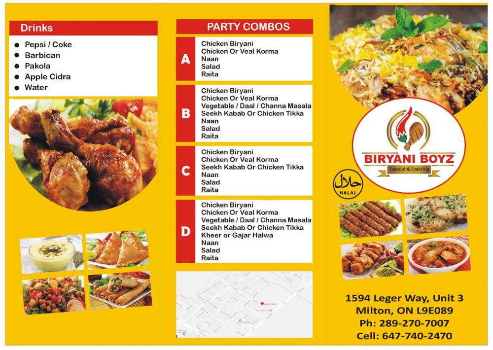 Menu at BIRYANI BOYZ restaurant, Milton