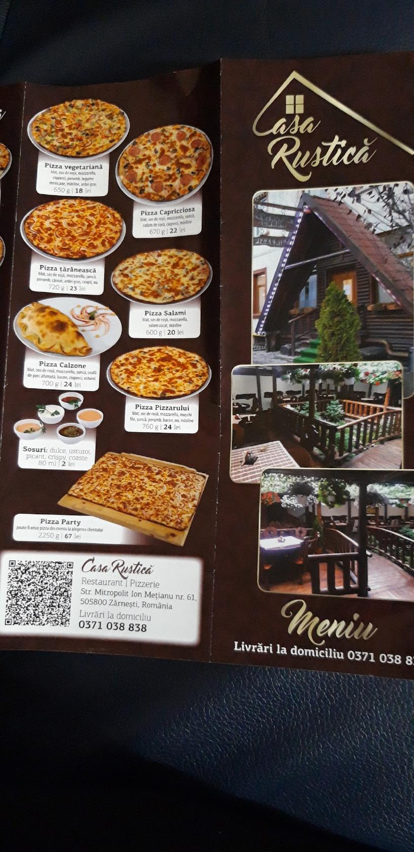 Menu at Casa Rustică, Zărnești