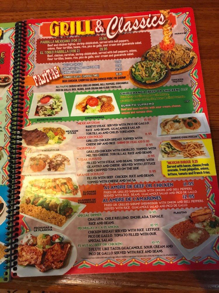 Menu at El Toreo restaurant, Ocala, SW 36th Ave