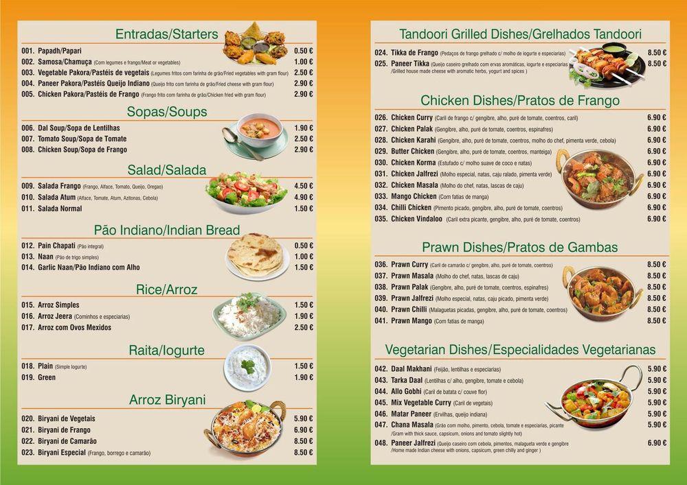 Menu em Indian Dreams Restaurant, Lisboa, R. Olivério Serpa 35D