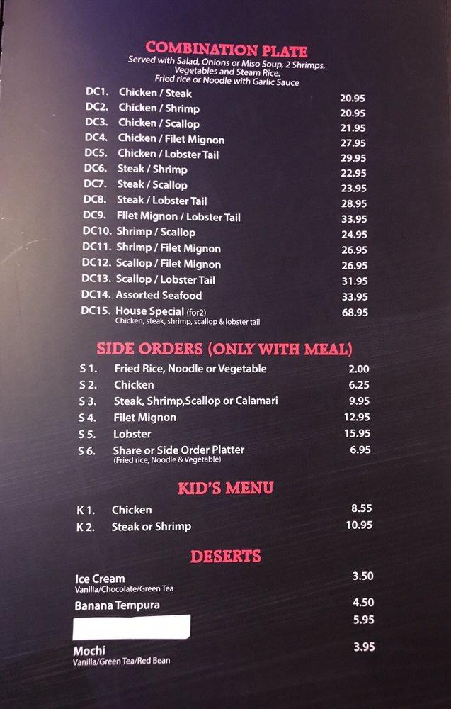Menu at Yoko Japanese Kitchen restaurant, Cypress