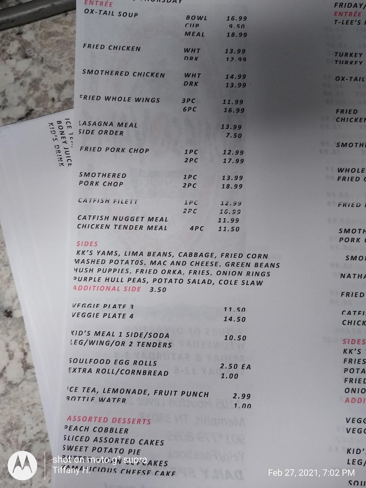 Menu at BONES & YAMS restaurant, Memphis, Winchester Rd Suite 105