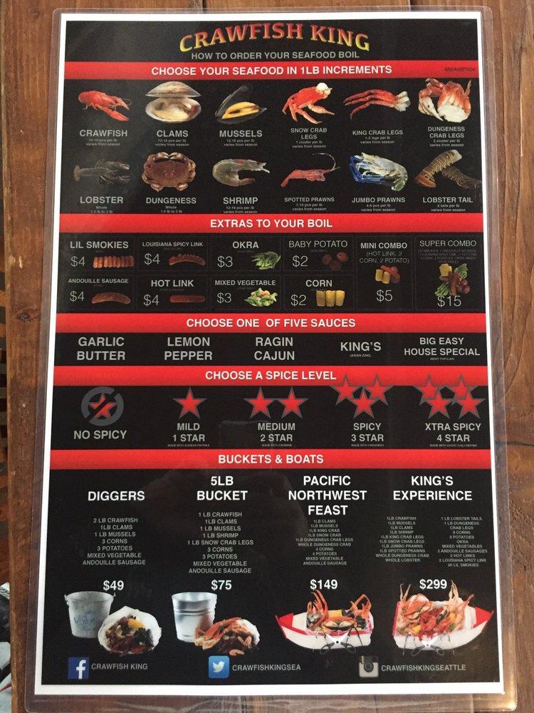 Menu at Crawfish King pub & bar, Seattle
