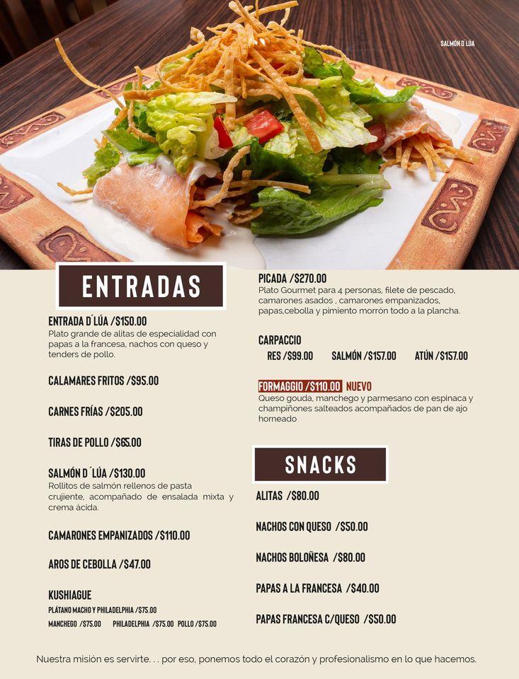 Menu at D´Lúa Pasta & Sushi restaurant, Coacalco