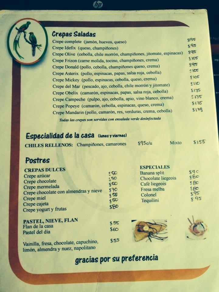 Menu at El quetzal melaque jalisco restaurant, San Patricio