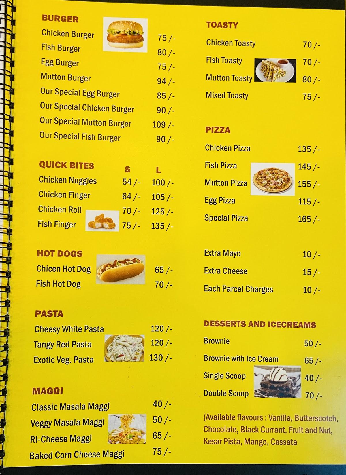 Menu at Legendary sandwich, Chennai