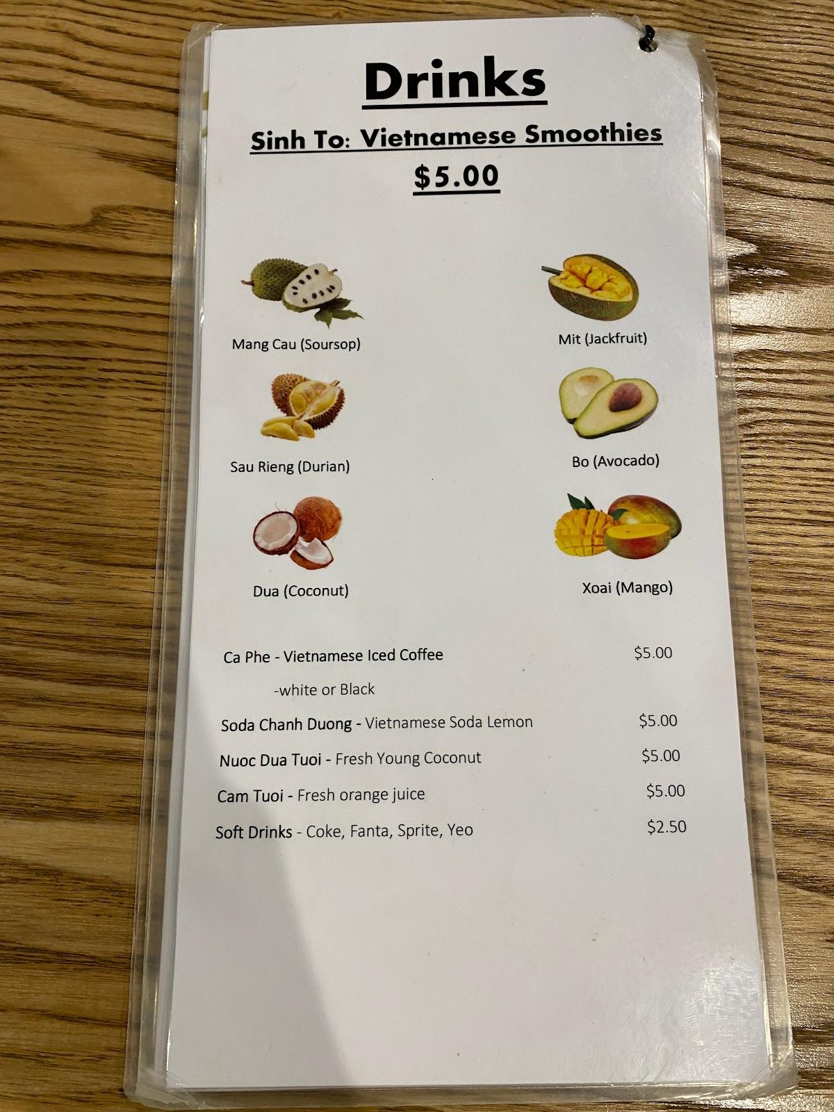 Menu at TD Vietnamese To Go restaurant, Morley