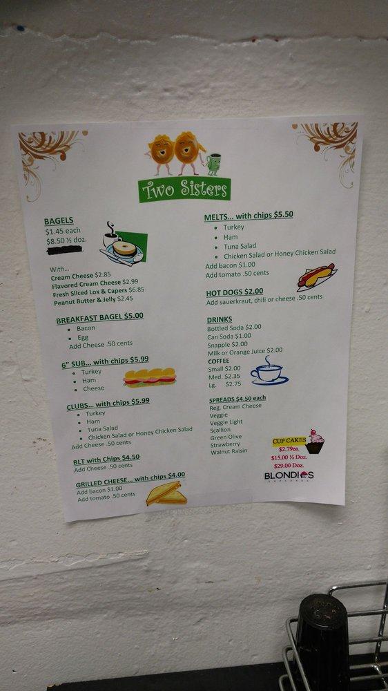 Menu at Two Sisters Cafe, Allentown