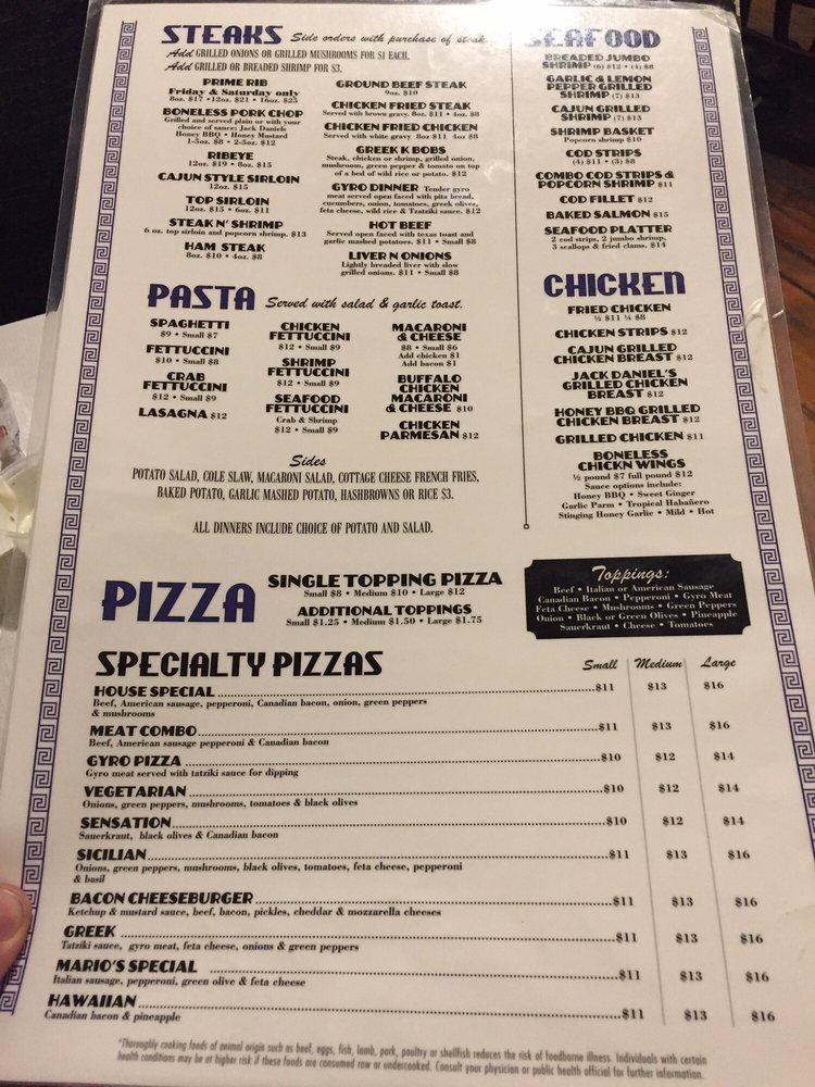 Menu at Olive Branch steakhouse, Greenfield