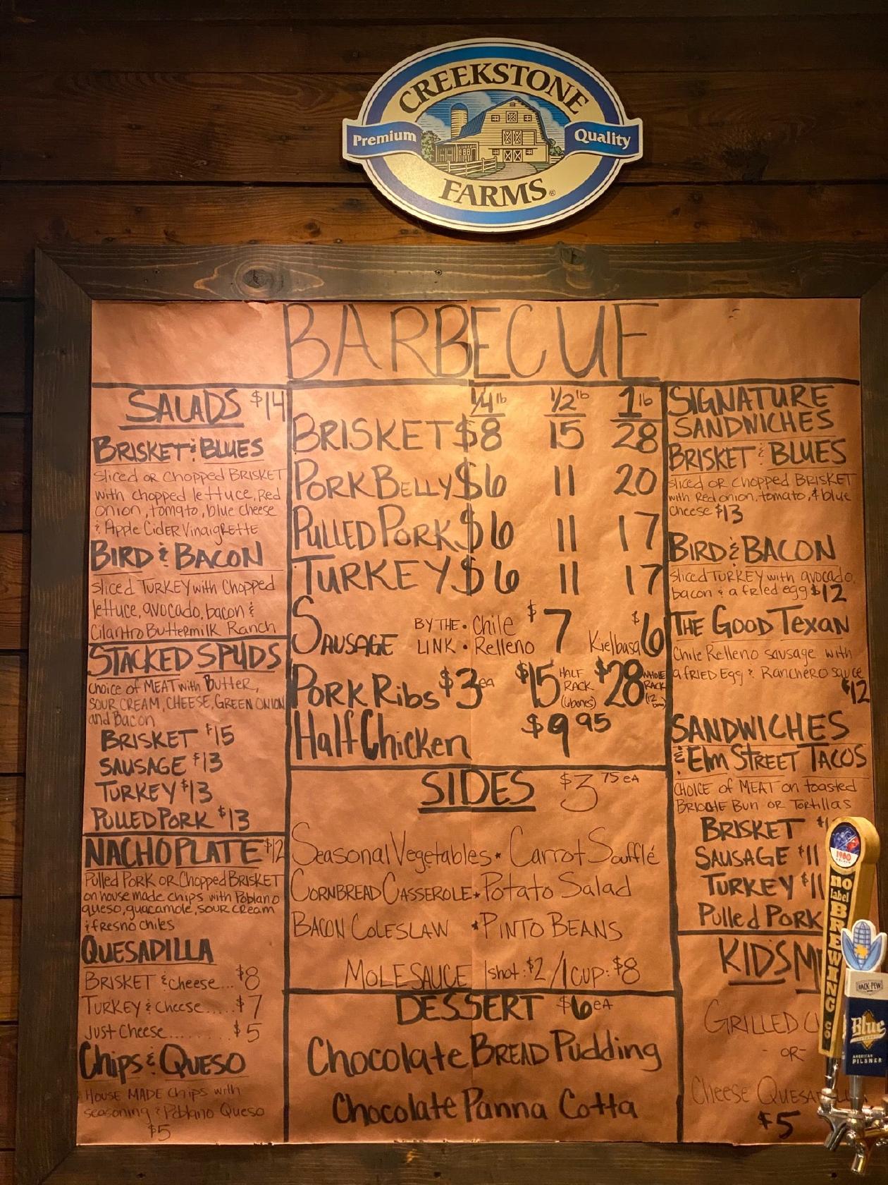 Menu at Tejas Chocolate + Barbecue, Tomball