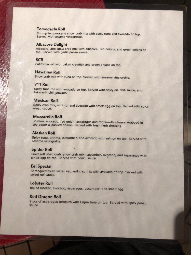 Menu at Tomodachi restaurant, Westlake Village, Agoura Rd