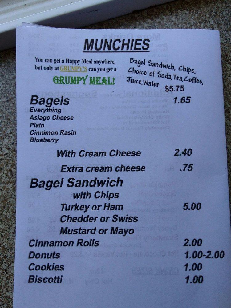 Menu at Grumpy's Coffee, Gravette