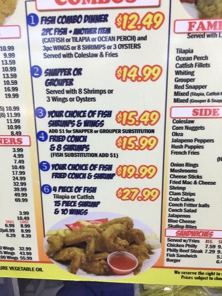 Menu at Hook Fish And Chicken restaurant, Miami Gardens