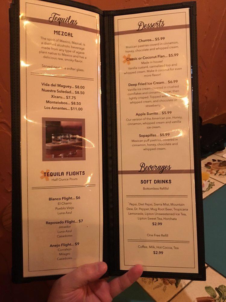 Menu at Maria's Cocina Mexicana restaurant, University Place