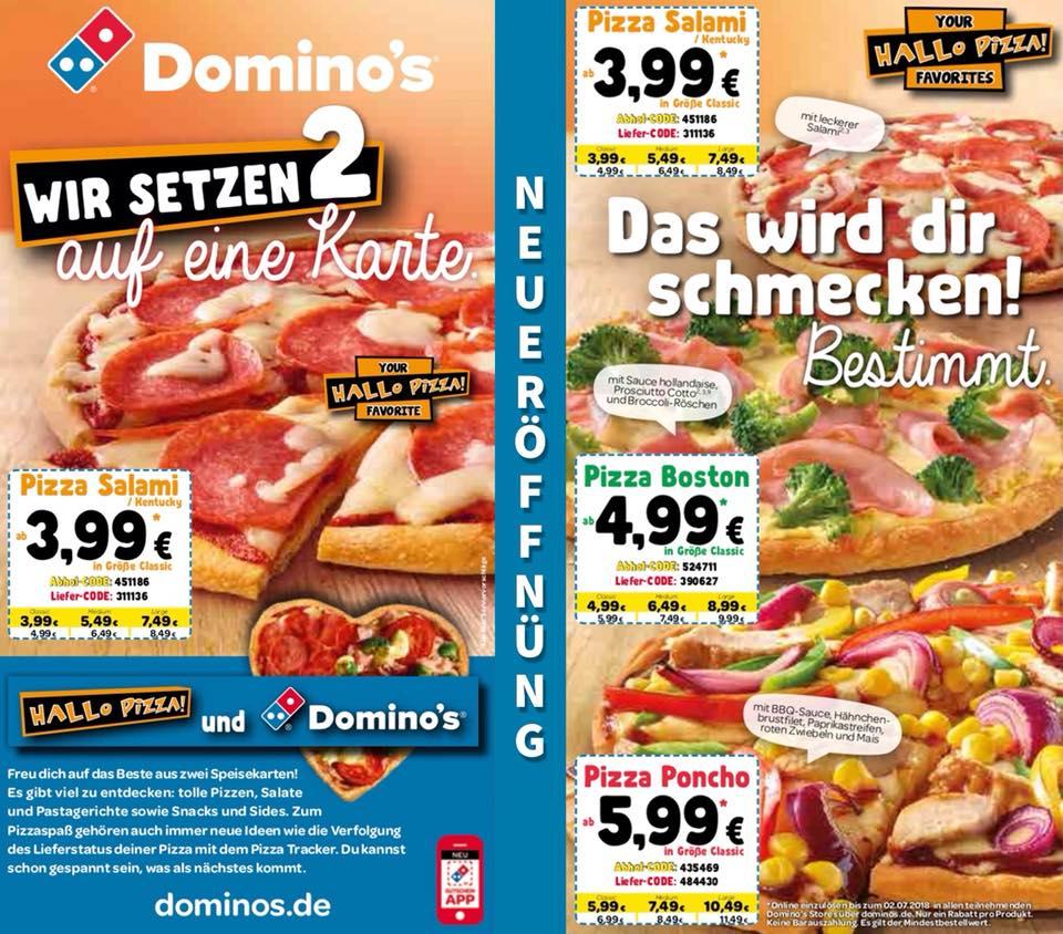 Speisekarte von Domino's pizza, Gera