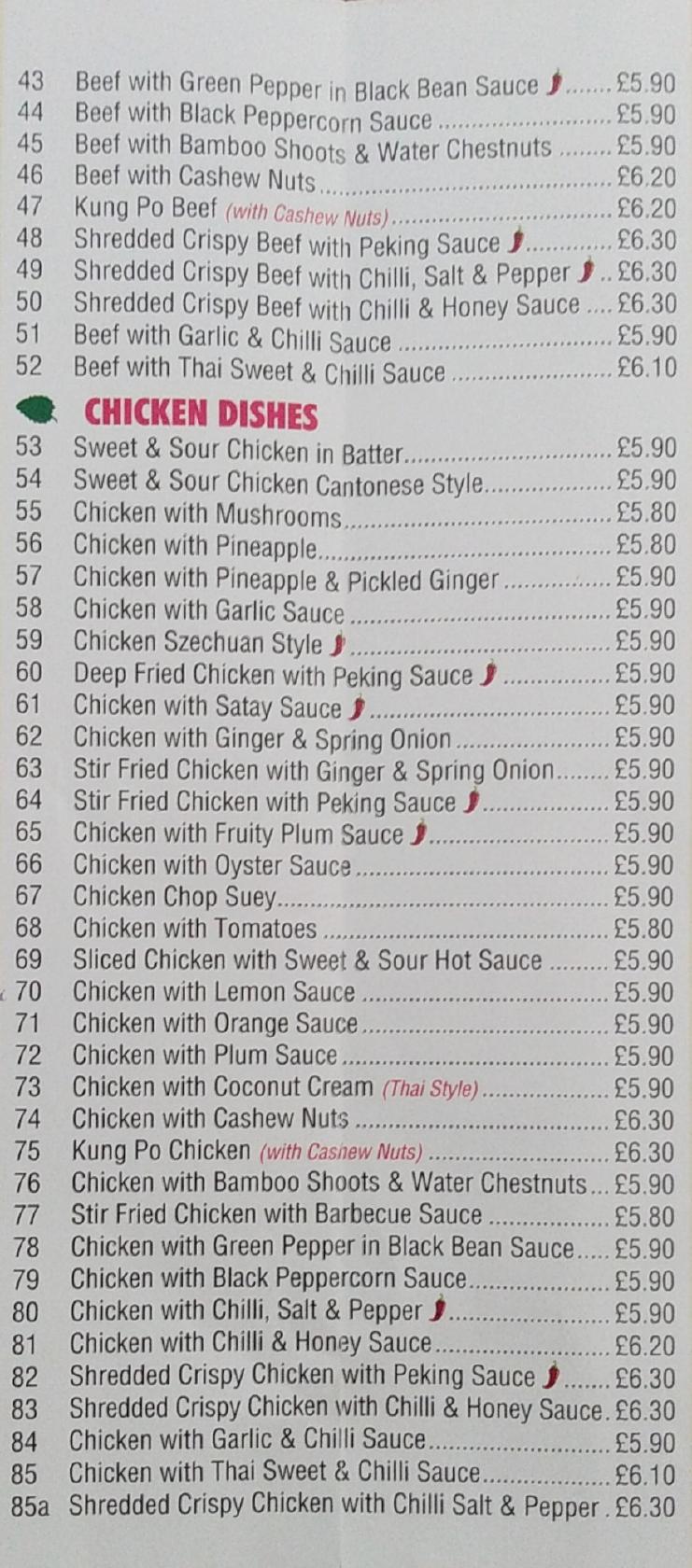 Menu at Ying Can Cook restaurant, Redcar