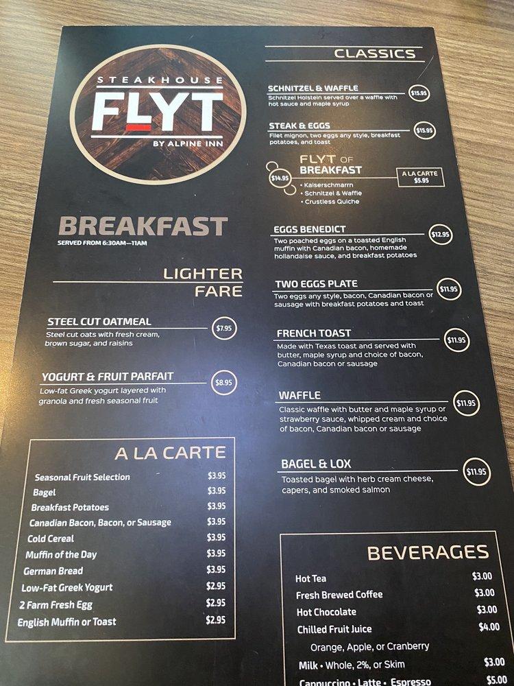 Menu at FLYT Steakhouse, Deadwood, 372 Main St