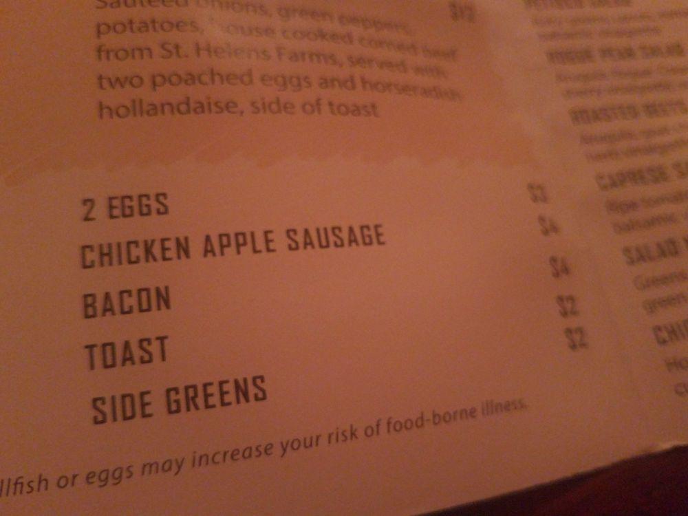 Menu at Pastini restaurant, Portland, NE Broadway