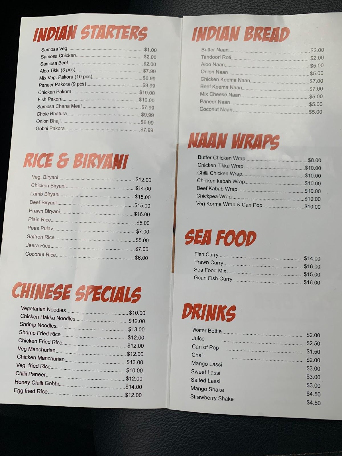 Menu at Taste of India Express restaurant, Sherwood Park, 101 Granada Blvd