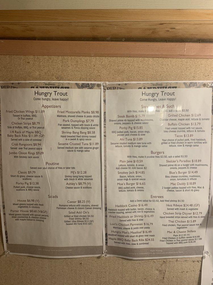 Menu at The Hungry Trout pub & bar, Rangeley
