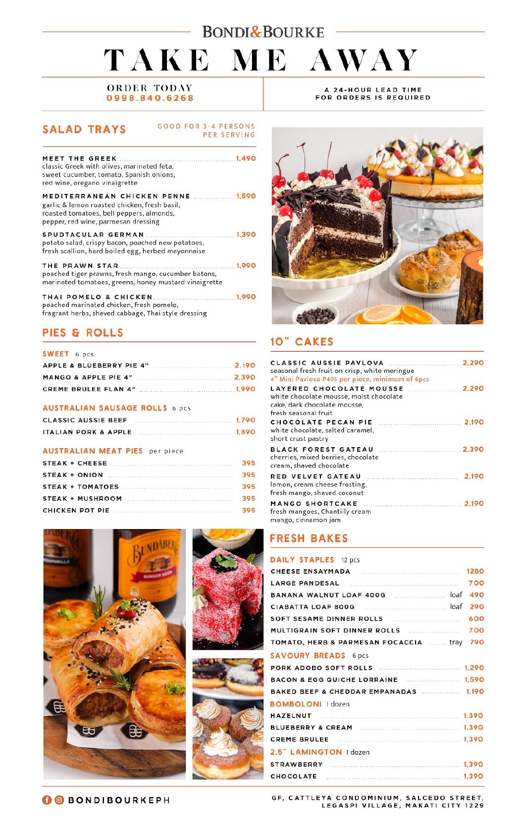 Menu at Bondi&Bourke steakhouse, Makati, Cattleya Condominium