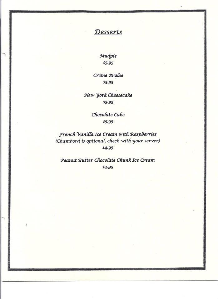 Menu at Chateau Chang steakhouse, Victorville