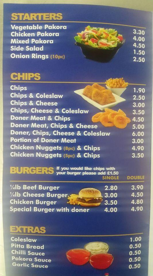 Menu at Efes Take-Away fast food, Carnoustie