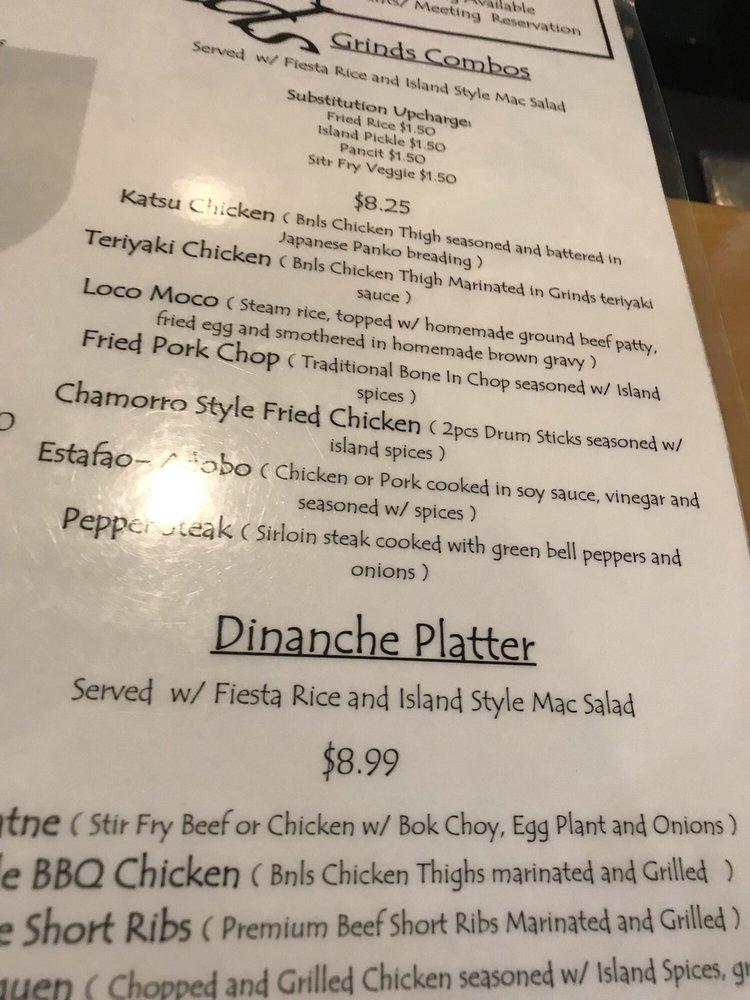 Menu at Marianas Grinds restaurant, Jacksonville, Beach Blvd #10