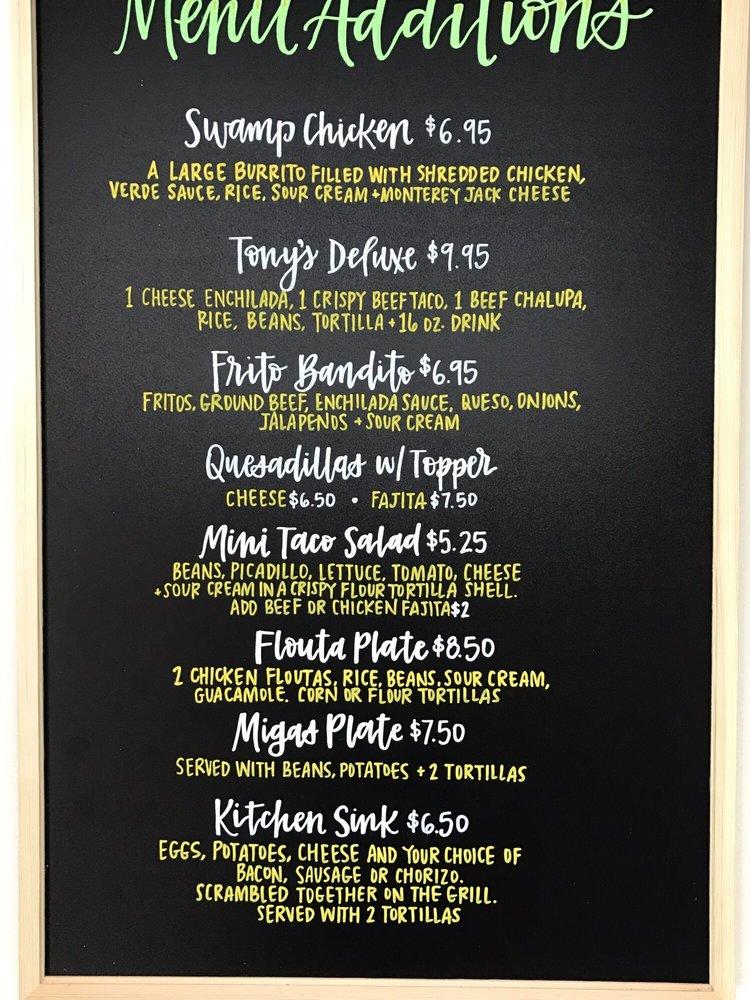 Menu at Mima's Tacos To Go restaurant, Canyon Lake