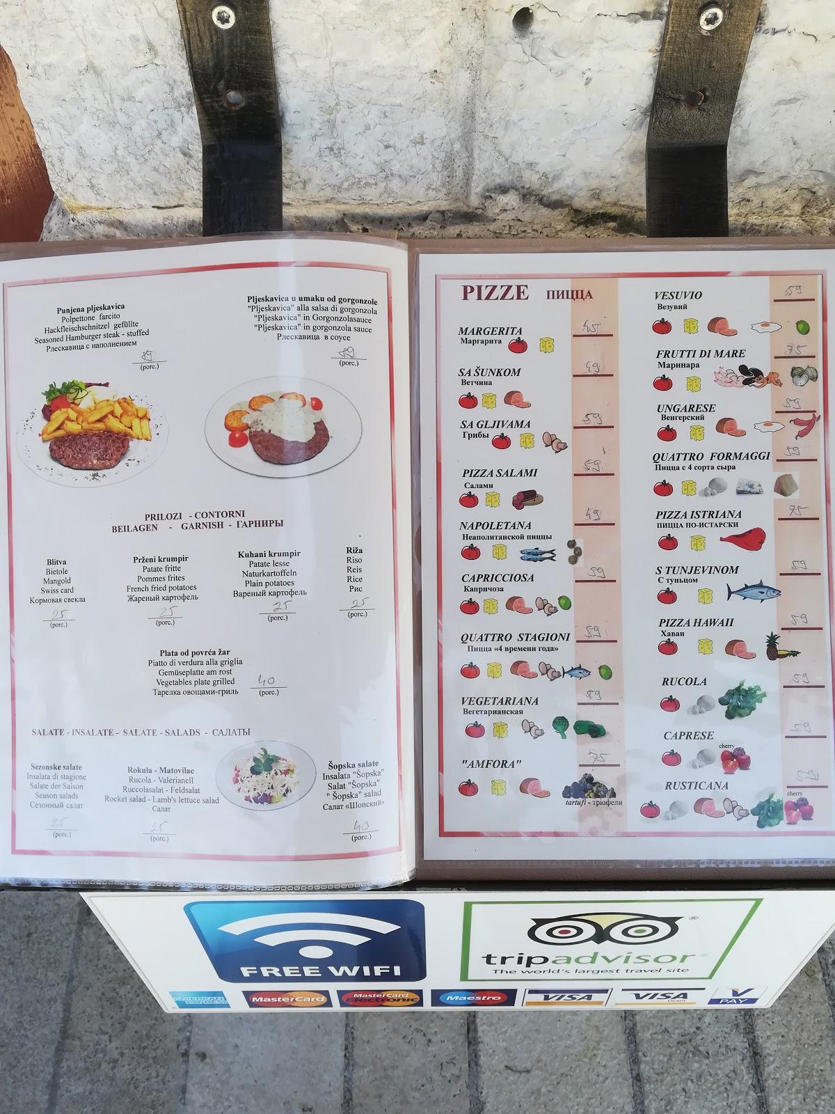Menu da Restaurant AMFORA, Rovigno