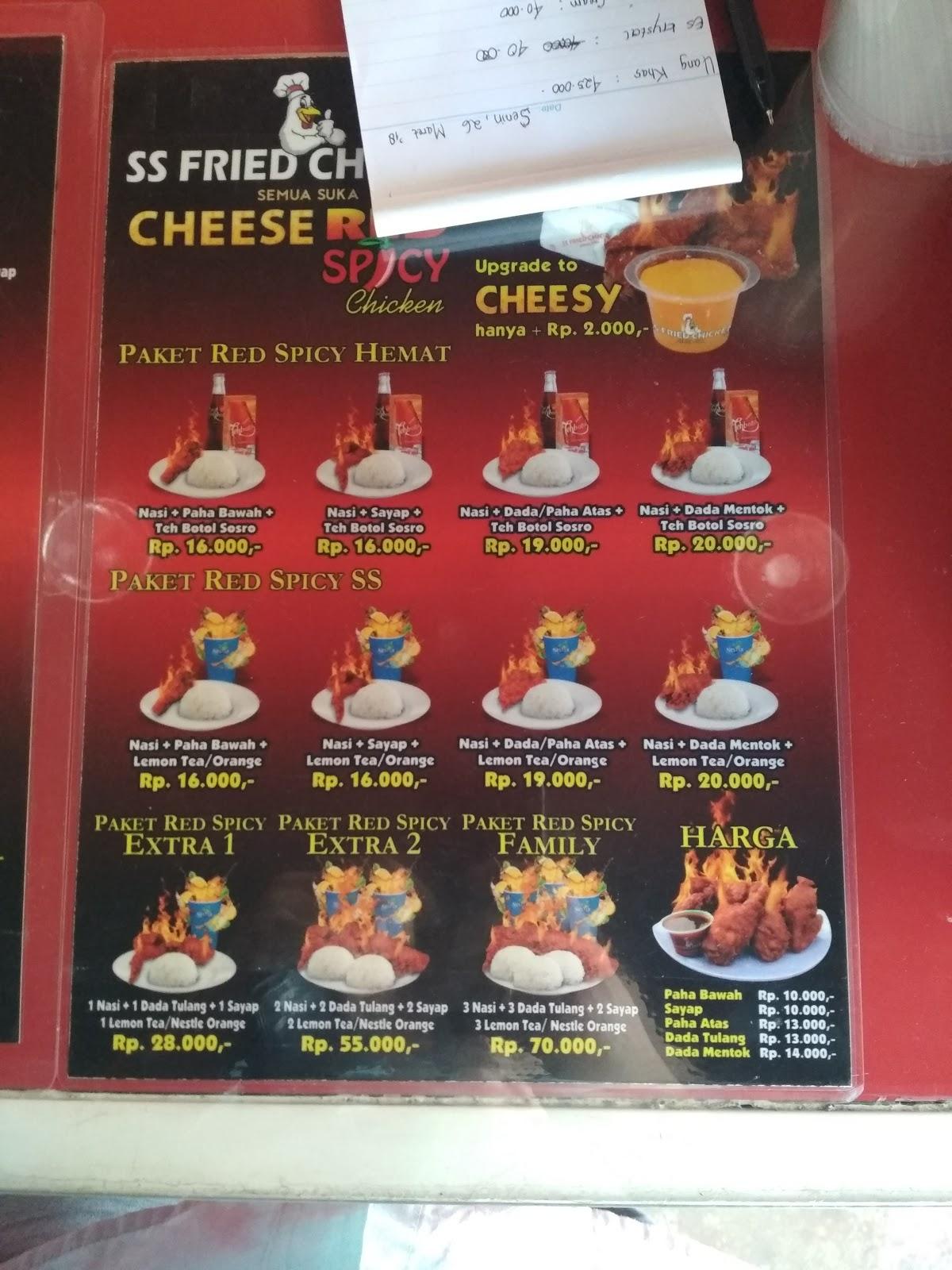 Menu at SS FRIED CHICKEN cafe, East Aek Kanopan