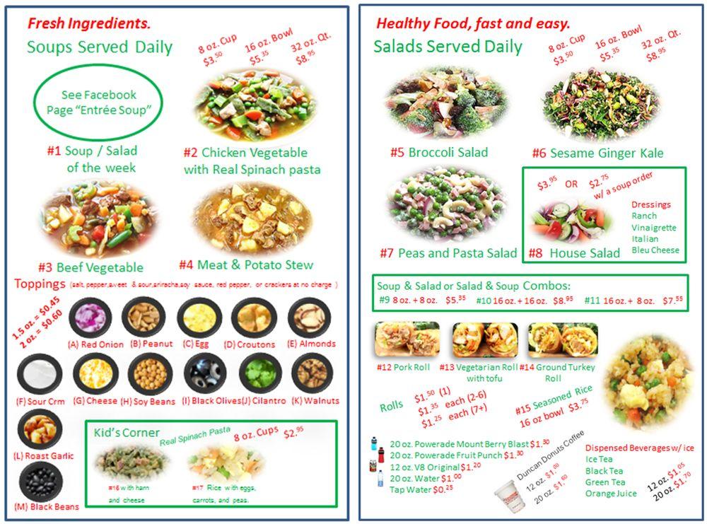 Menu at Entree Soup restaurant, Billings