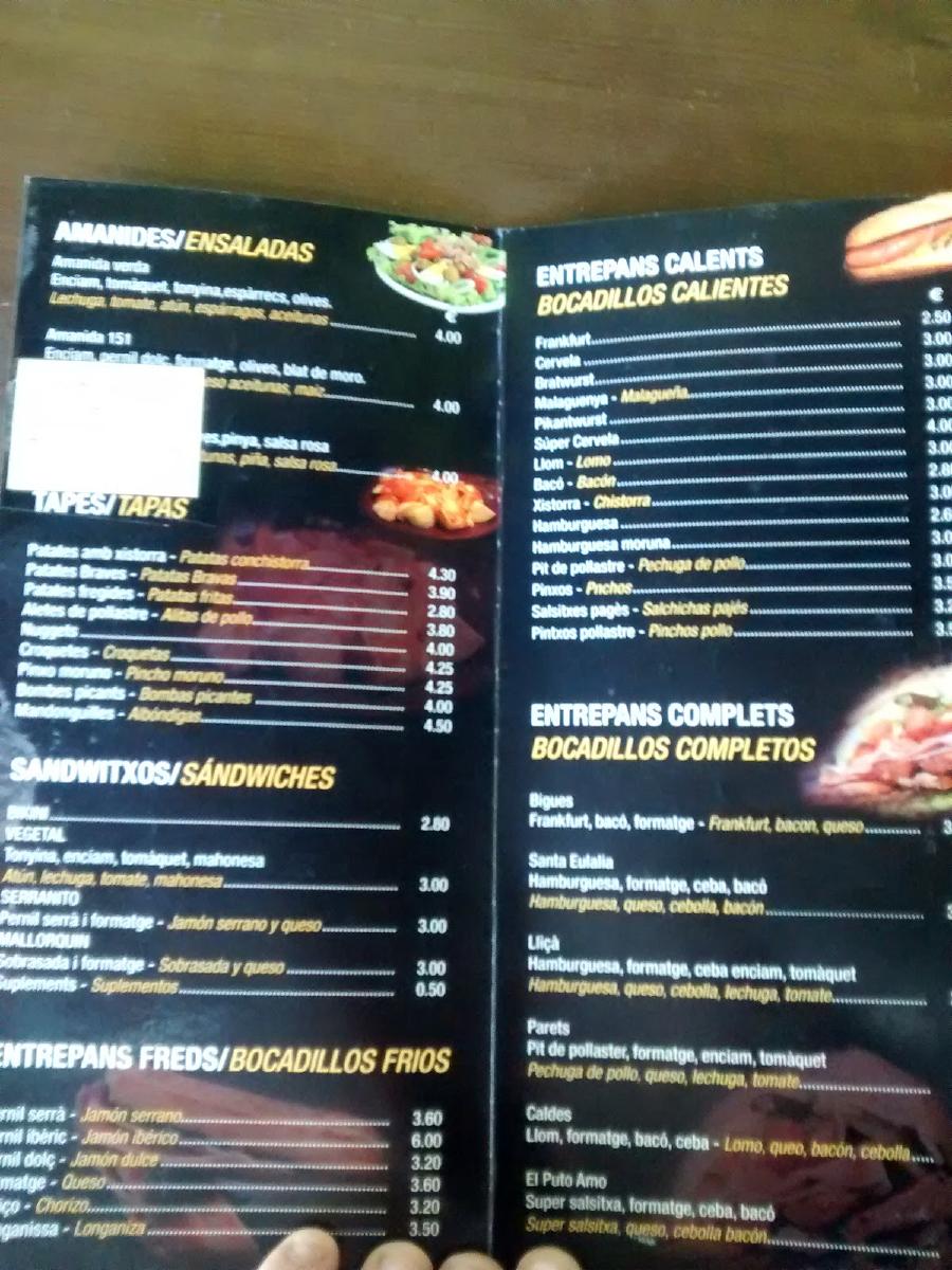 Menu at Frankfurt 151 pub & bar, Lliçà d'Amunt