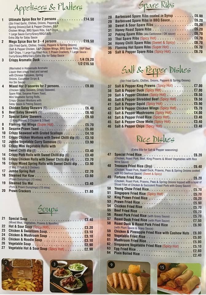 Menu at Green Island fast food, Holyhead