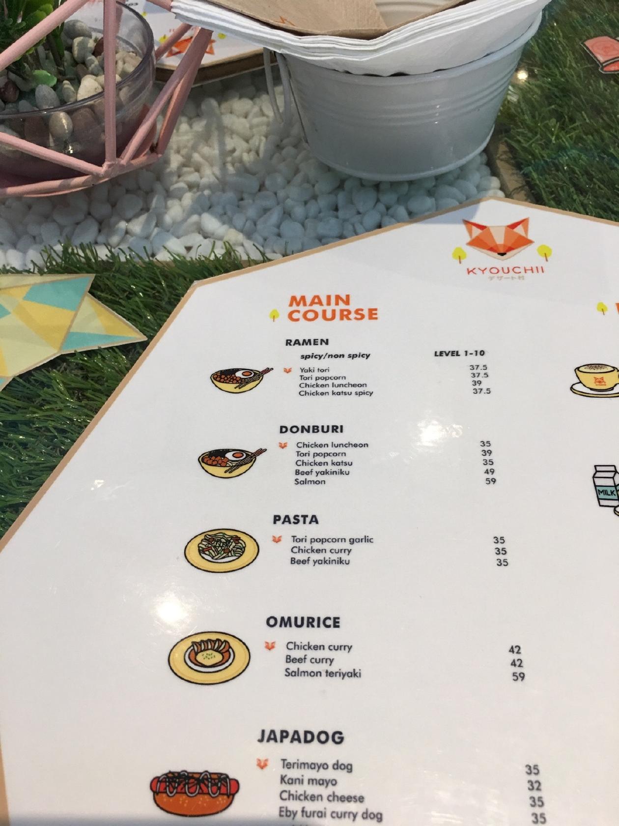 Menu at Kyouchii restaurant, Makassar