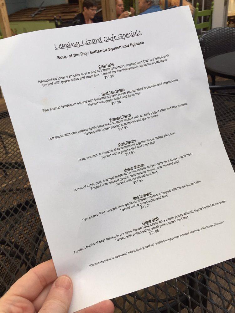 Menu at Leaping Lizard Cafe, Virginia Beach, Shore Dr