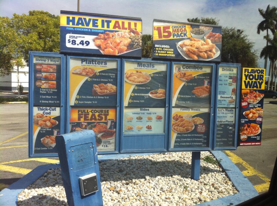 Menu at Long John Silver's fast food, The Crossings