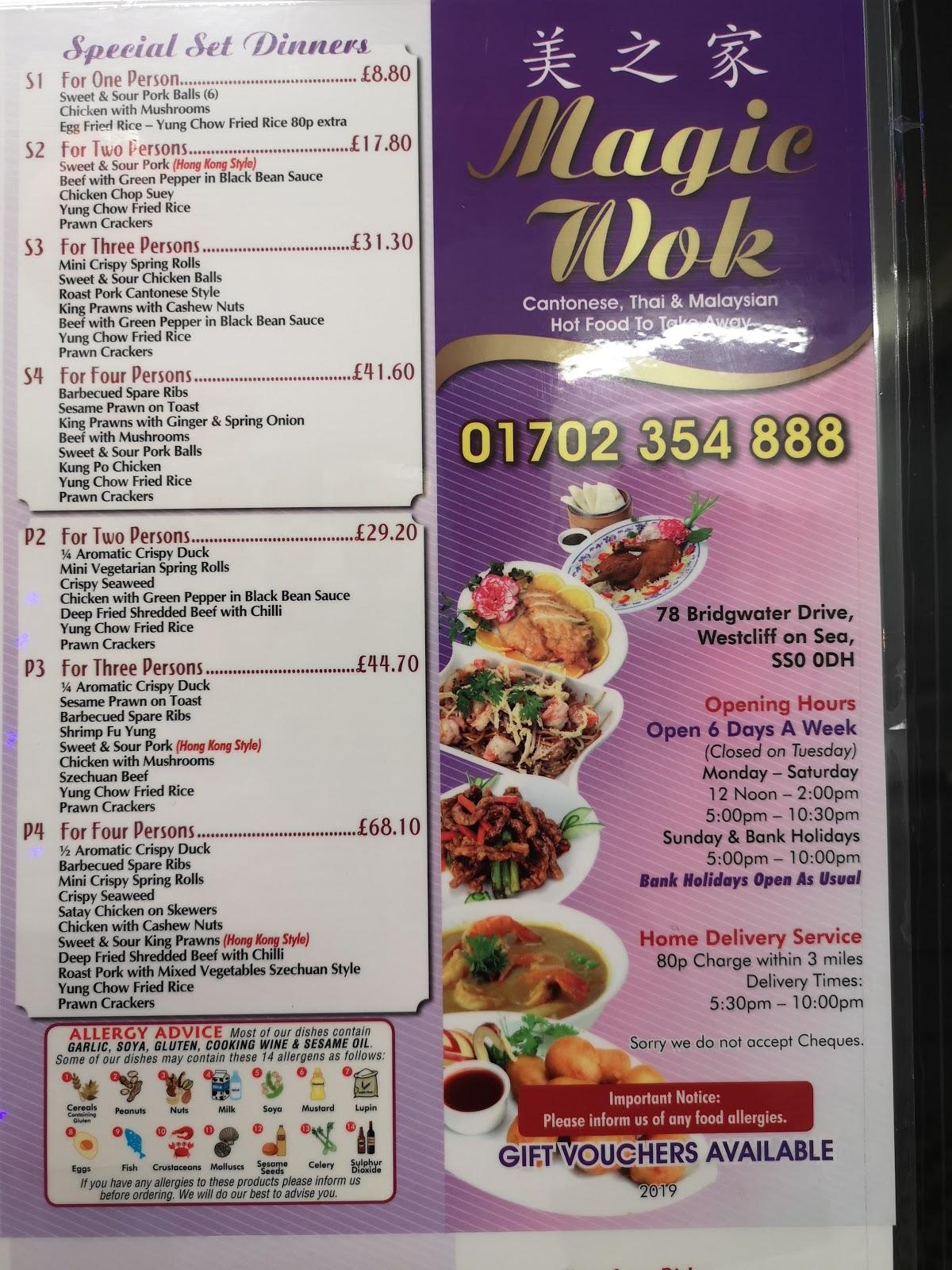 Menu at Magic Wok fast food, Southend-on-Sea