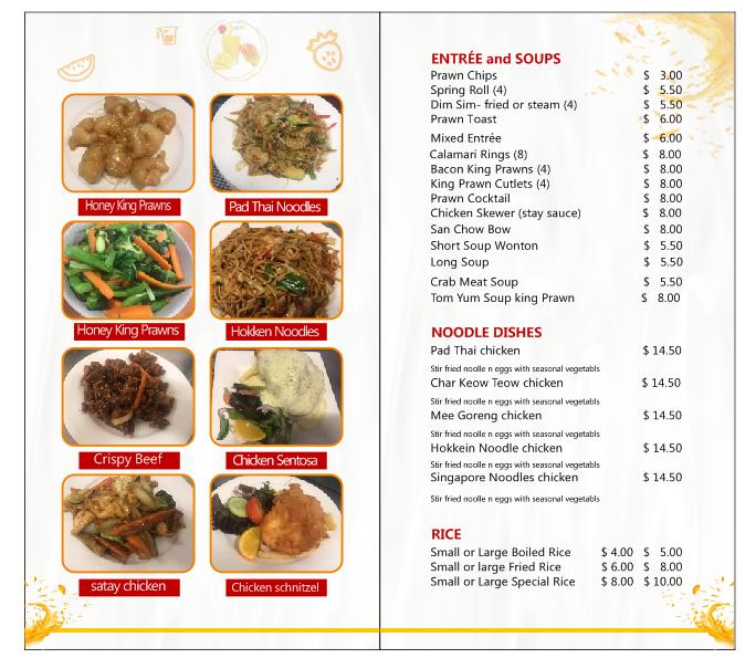 Menu at Mandy's Restaurant, Goulburn