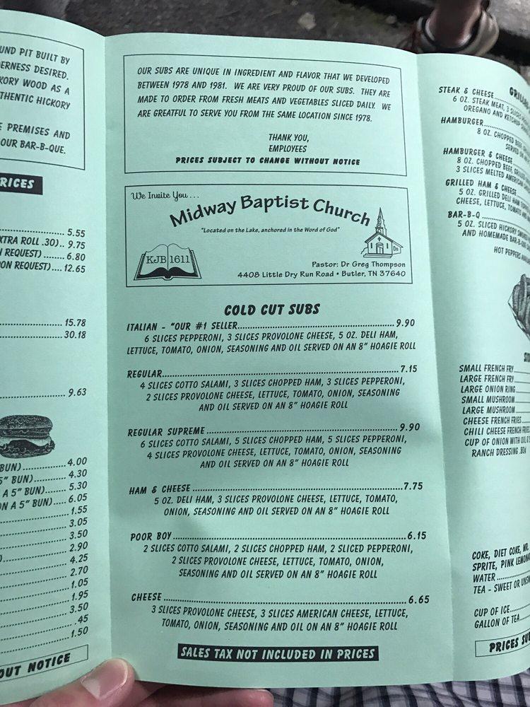 Menu at Mike's Bar-B-Q & Sub Shop, Mountain City
