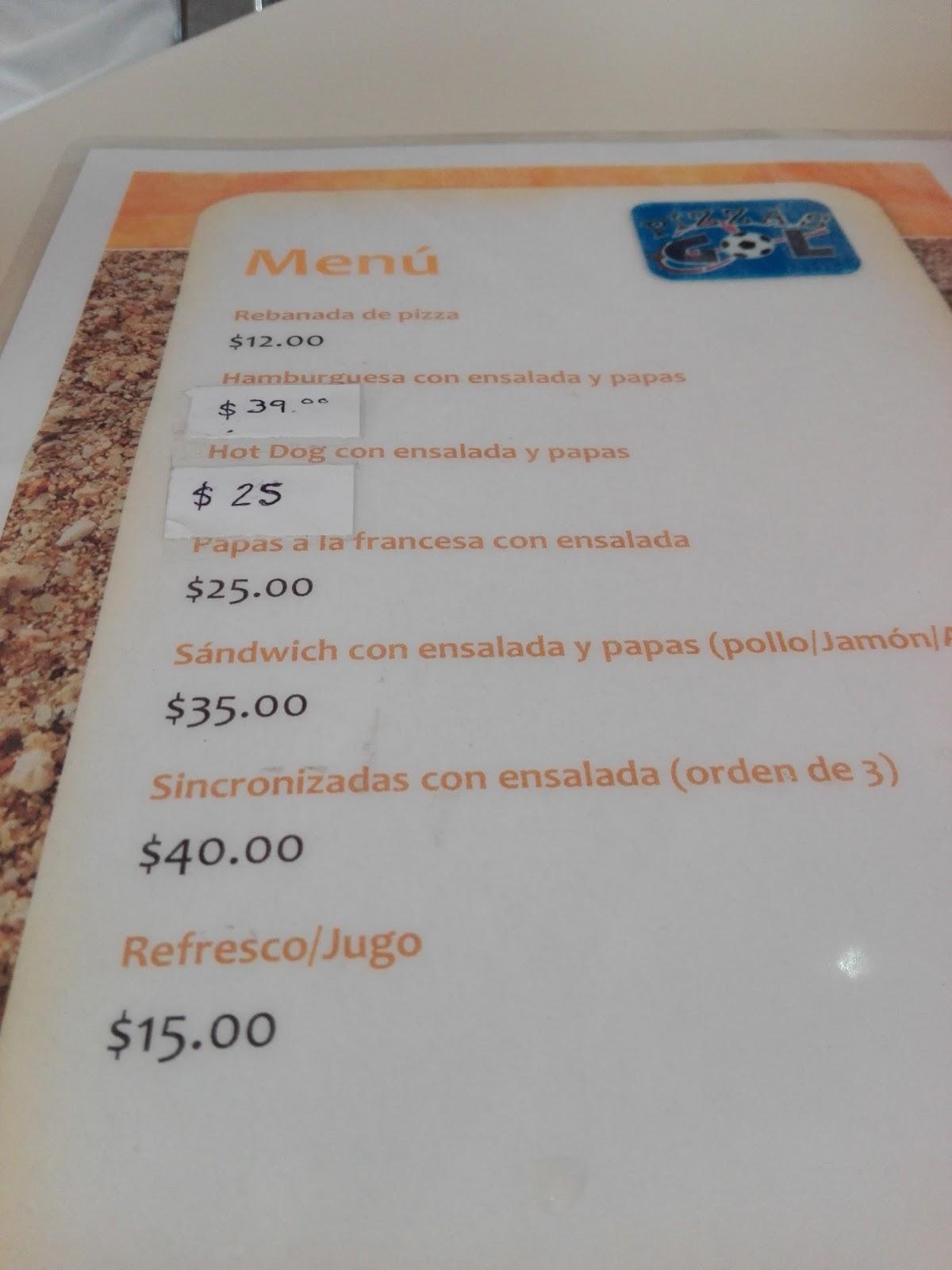 Menu at Pizzas Gol restaurant, Metepec, 5 de Mayo 100