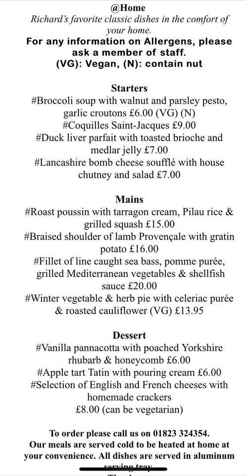 Menu at Augustus Restaurant, Taunton