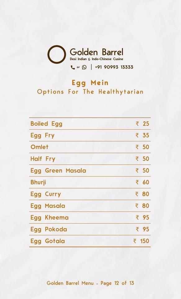 Menu at Golden Barrel, Daman