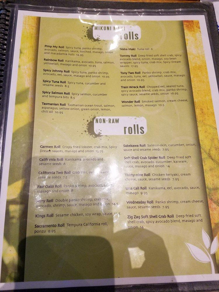 Menu at Mikuni restaurant, Sacramento, J St STE 150