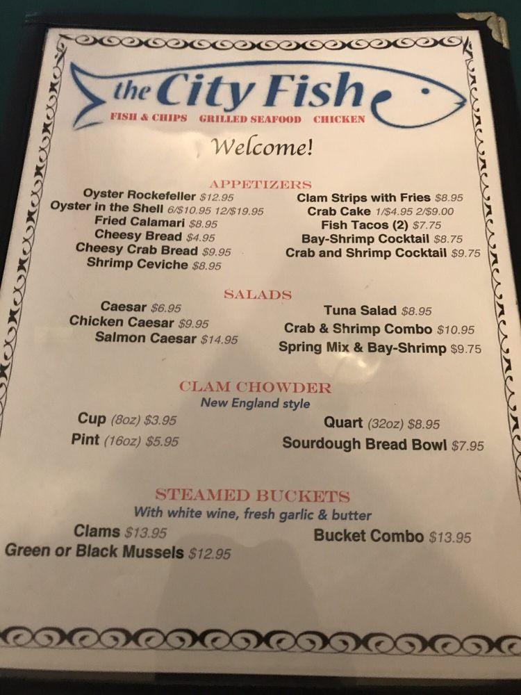 Menu at The City Fish restaurant, Cupertino