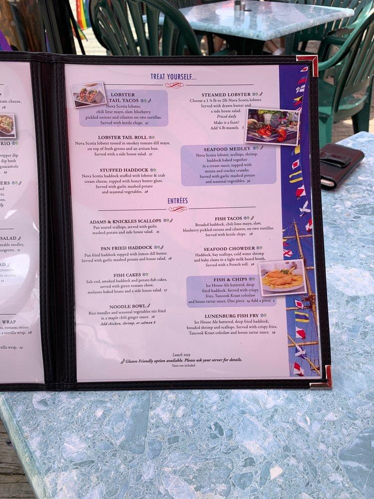 Menu at The Old Fish Factory Restaurant, Lunenburg