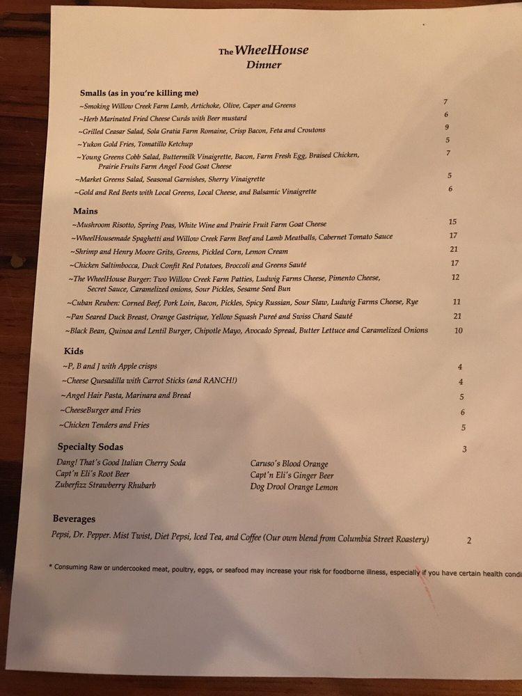 Menu at The Wheelhouse pub & bar, Saint Joseph