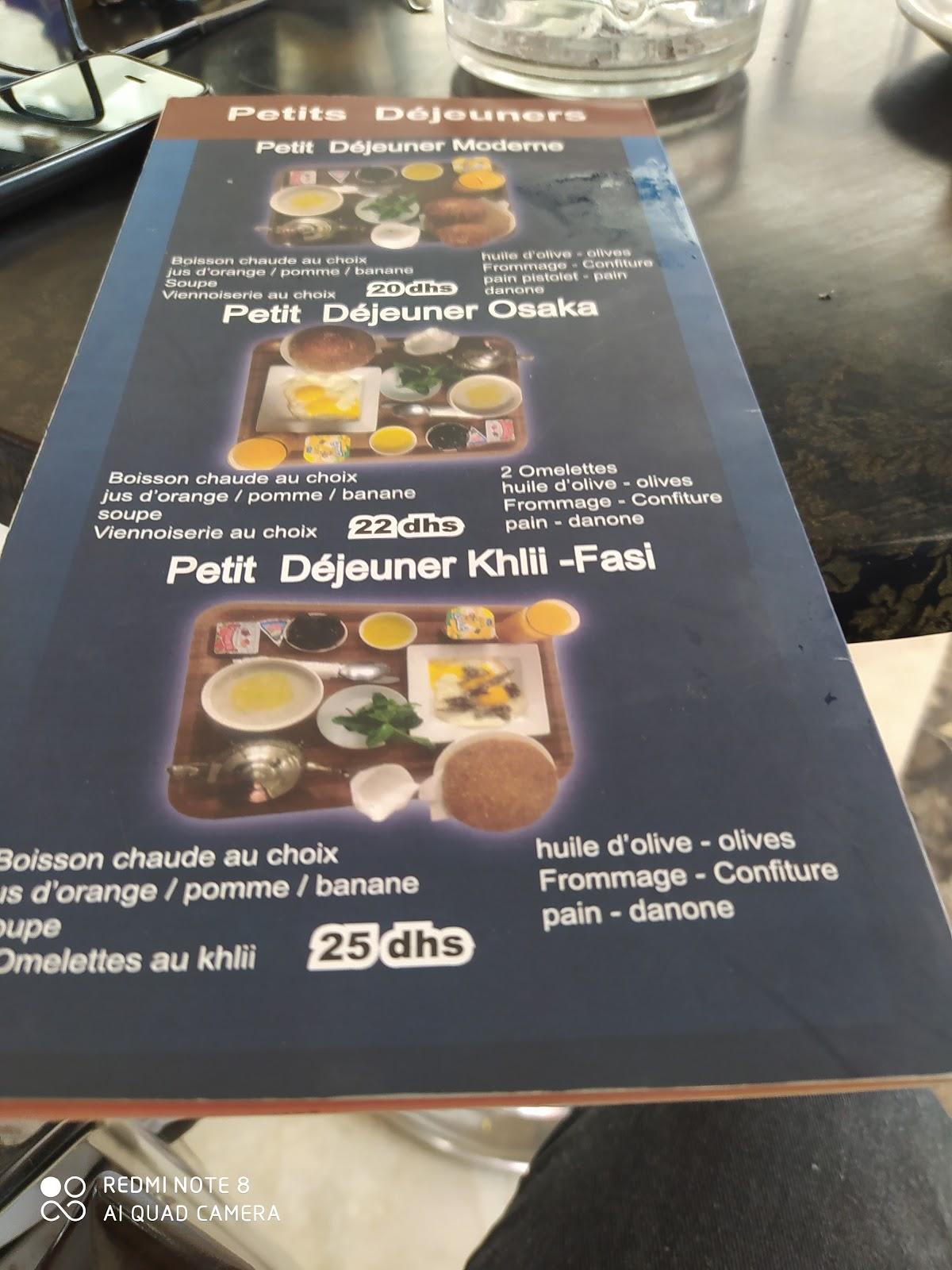 Menu at Café osaka مقهى اساكا cafe, Casablanca