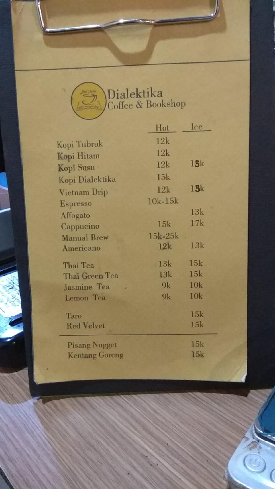 Menu at Dialektika Coffee & Bookshop - Samata cafe, Makassar